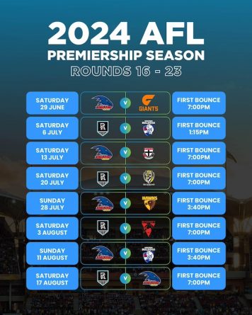 Adelaide Crows & Port Power AFL Home Games | Adelaide Oval | 2024 ...