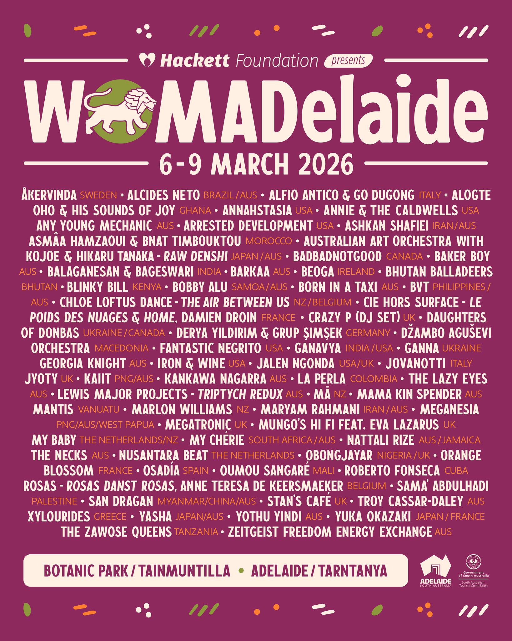 WOMADelaide | Botanic Park/Tainmuntilla | 6-9 Mar 2026 - Play & Go Adelaide